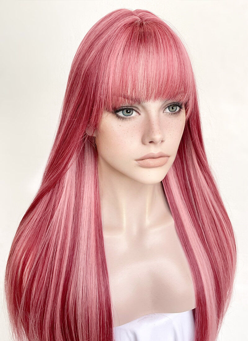 Red With Pink Highlights Synthetic Hair Wig WigIsFashion Wig Is Fashion